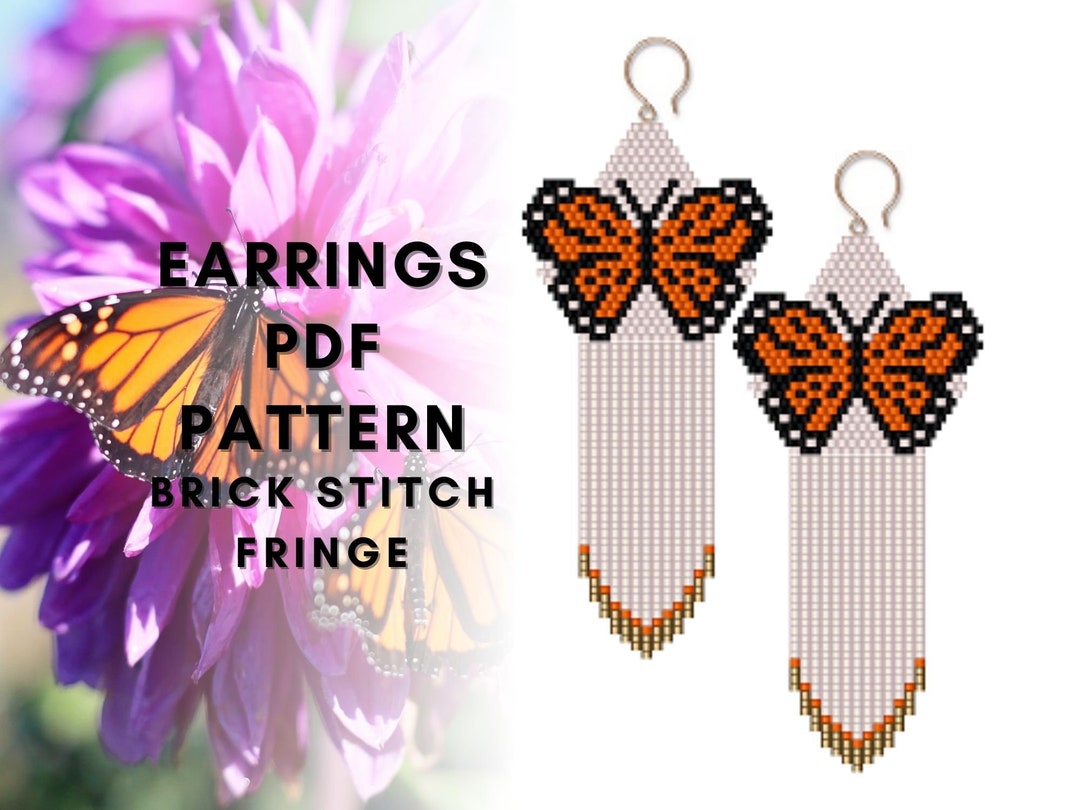Monarch Butterfly Bead Earring Pattern, Cute Summer Earring Pattern ...