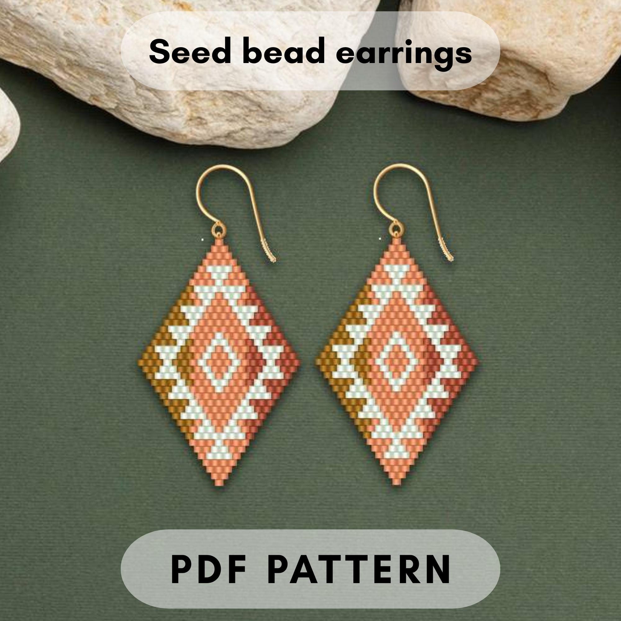 Ethnic Geometry Brick Stitch Earring Pattern, Seed Bead Miyuki Delica ...