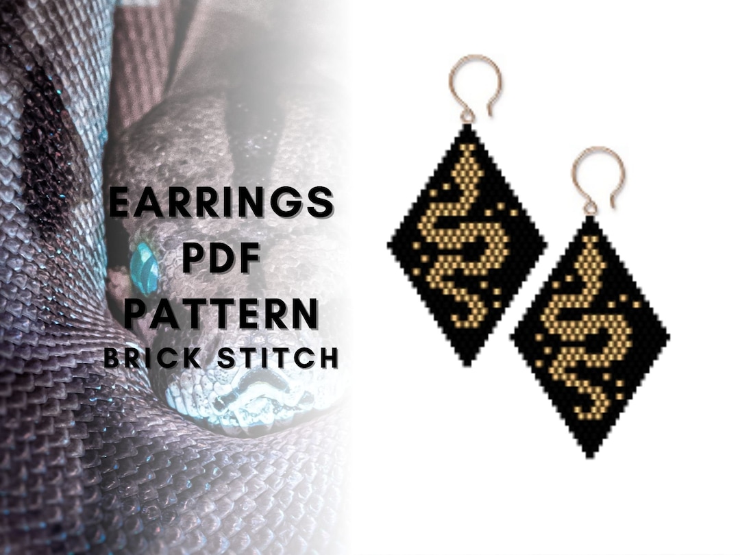 Snake Python Brick Stitch Earring Pattern, Cobra Earring Pattern, Seed ...
