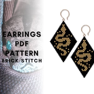 Snake Python Brick Stitch Earring Pattern, Cobra Earring Pattern, Seed ...