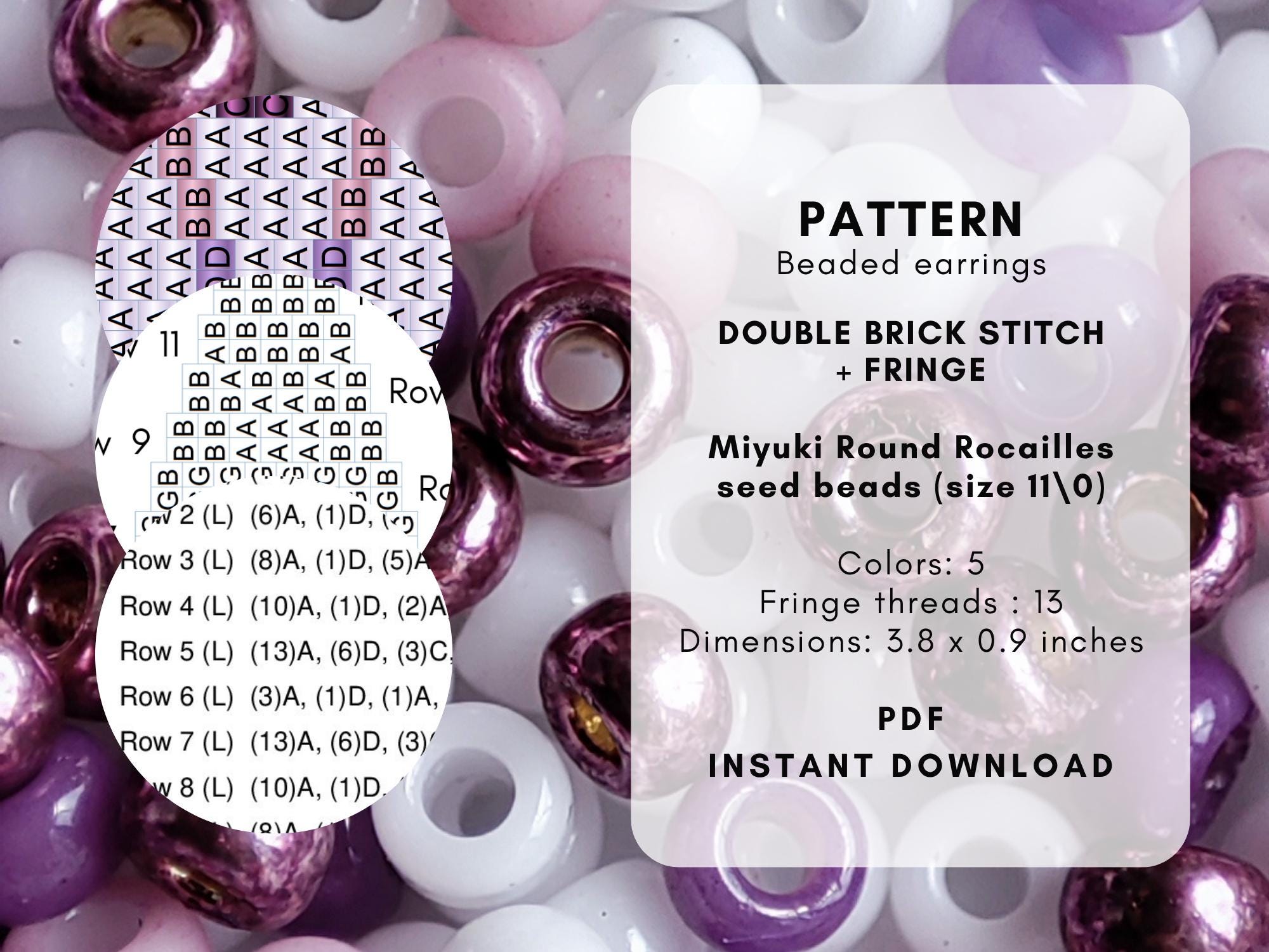 Seed Bead Fringe Earring Pattern, Miyuki Round Rocaille, Moon Phase ...