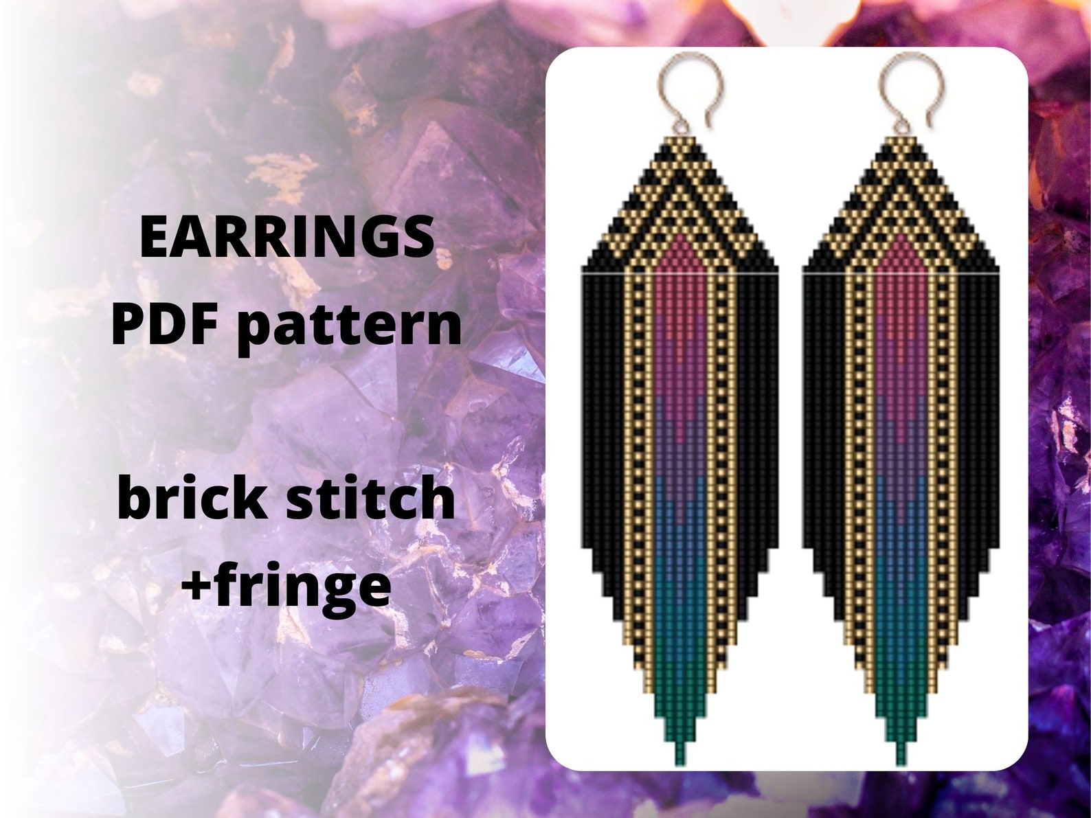 Brick Stitch Earring Patterns, Rainbow Earring Pattern, Bead Earring ...