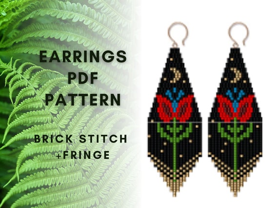 Herbs Flower Seed Bead Earring Pattern Crescent Moon Seed - Etsy
