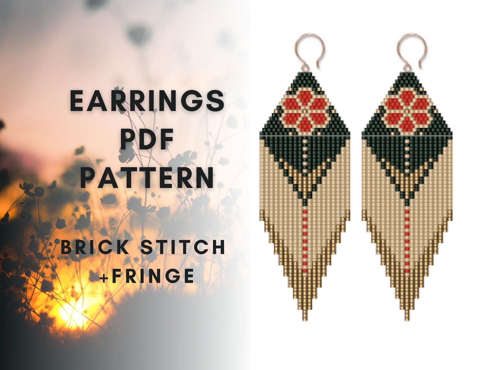 Seed Bead Earring Pattern Brck Stitch Earring Pattern Fringe - Etsy