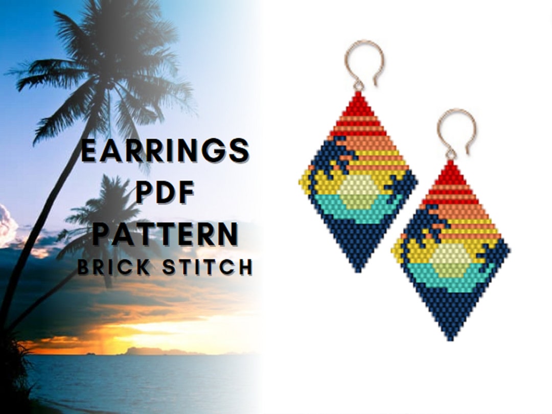 Ocean Wave Brick Stitch Earring Pattern, Seed Bead Earring Pattern ...