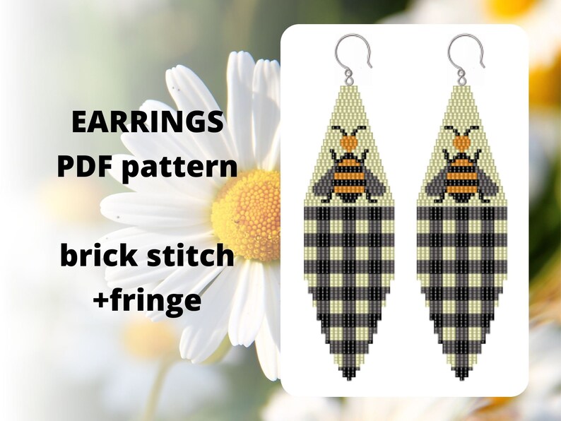 Bee Earring Pattern Bumble Bee Pattern Beaded Bee Pattern - Etsy