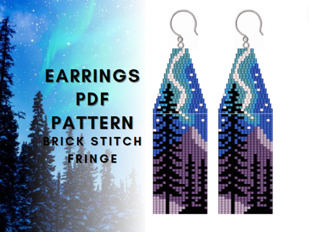 Mountain Beaded Earring Pattern, Landscape Nature, Seed Bead Fringe ...