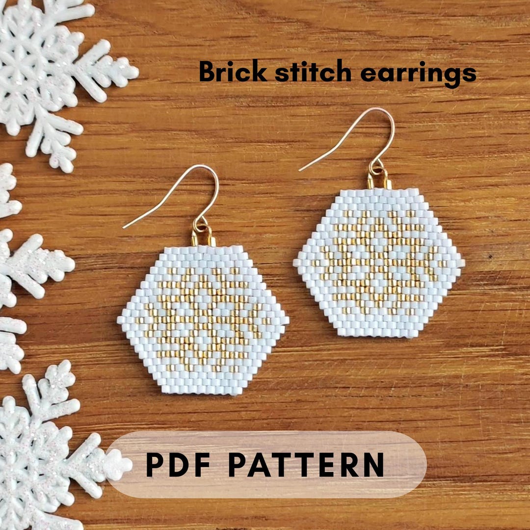 Winter Snowflakes Brick Stitch Earring Pattern, Hexagone Shape, Miyuki ...