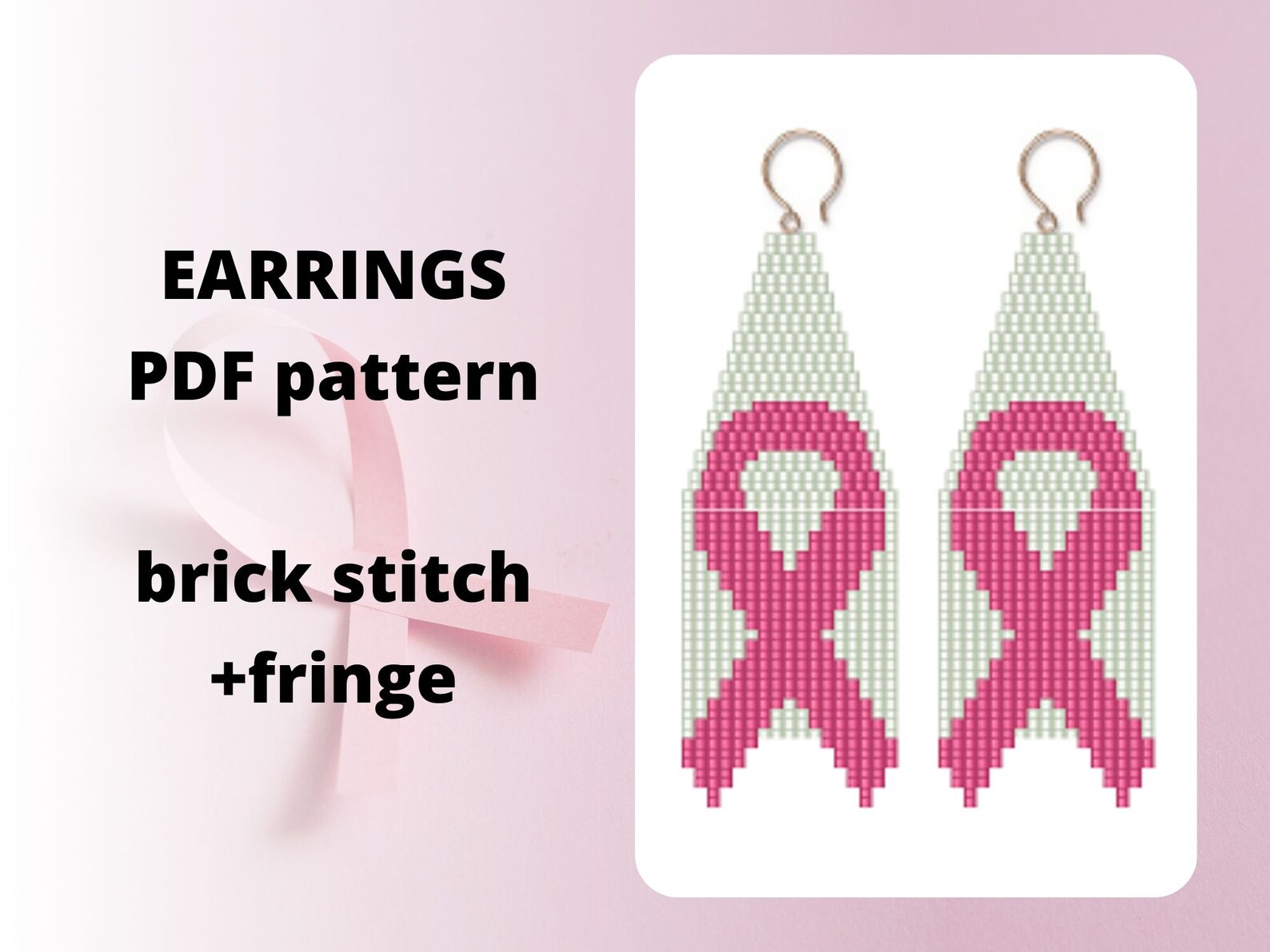 Brick Stitch Earring Pattern Breast Cancer Awareness Pattern | Etsy