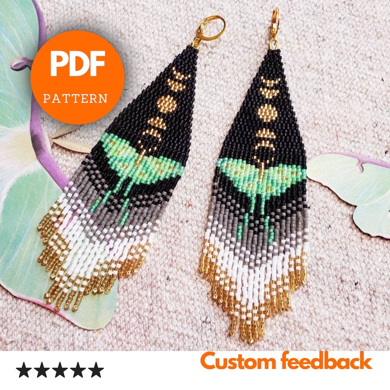 Luna Moth Earring Pattern Butterfly Seed Bead Earring - Etsy