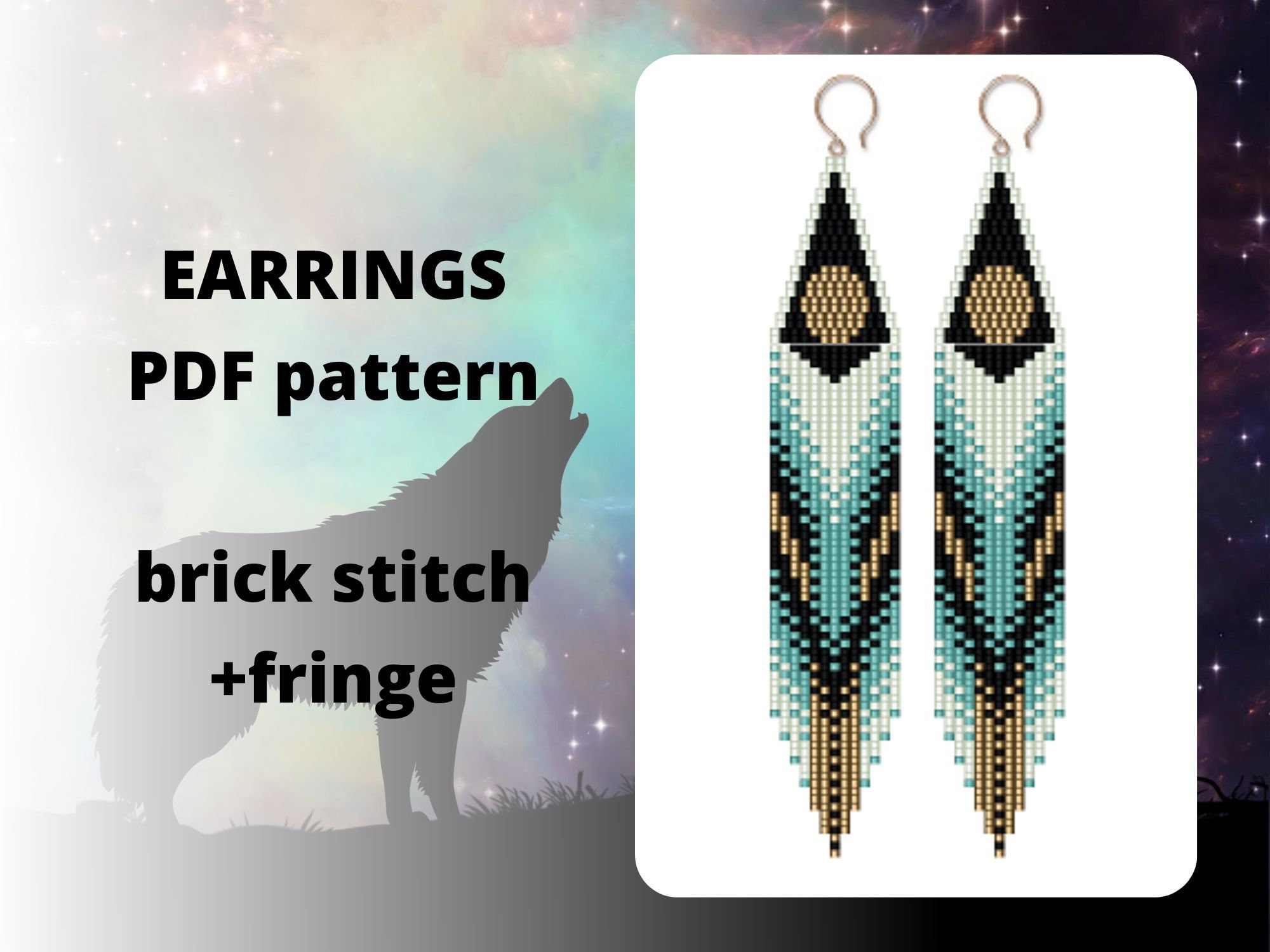 Full Moon Brick Stitch Earring Pattern, Beaded Earring Pattern, Seed ...