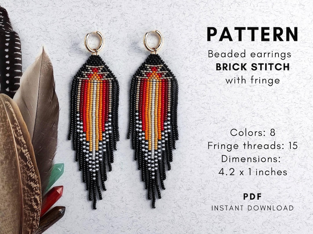 Flame Seed Bead Fringe Earring Pattern, Miyuki Round Rocailles Seed ...