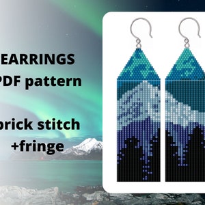 Northern Lights Earring Pattern, Seed Bead Earring Pattern, Landscape ...
