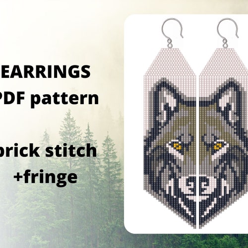 Howling Wolf Full Moon Seed Bead Earring Pattern Brick Stitch - Etsy