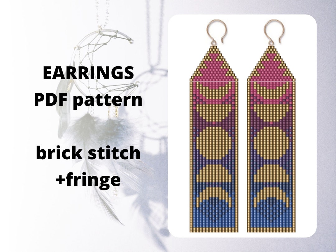 Moon Earring Pattern, Brick Stitch Pattern, Seed Bead Pattern, Moon ...