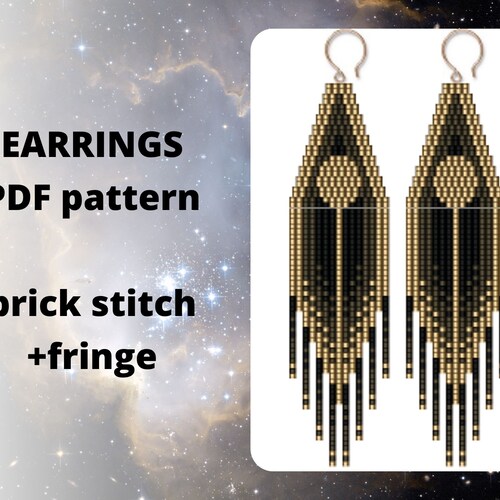 Brick Stitch Moon Phase Earrings Pattern Seed Bead Fringe | Etsy