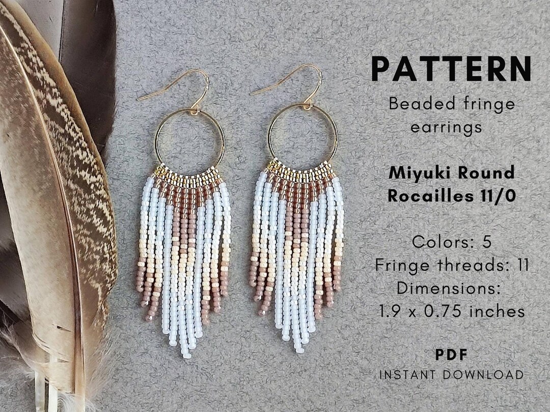 Seed Bead Fringe Earring Pattern, Beaded Hoop, Miyuki Round Rocailles ...