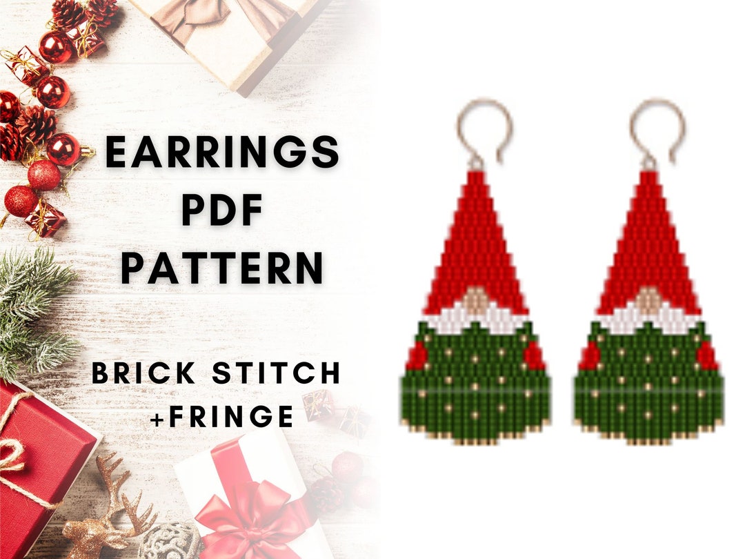 Christmas Brick Stitch Earring Pattern, Christmas Tree, Christmas Gnome ...