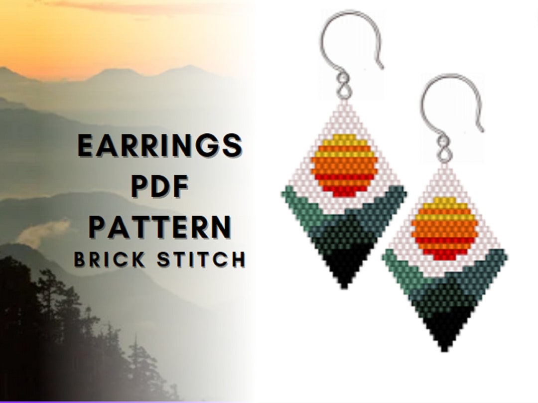 Mountain Sun Brick Stitch Earring Pattern Seed Bead Earring - Etsy