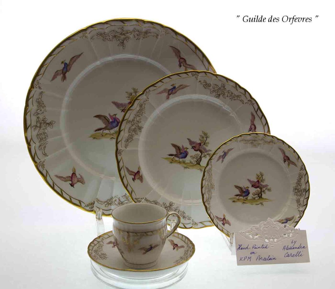 Exquisite Hand-painted 5-piece Place-setting Rich Gold With Sèvres ...