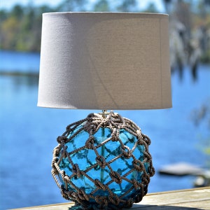 Glass Fishing Float Lamp With Gray Lamp Shade - Etsy