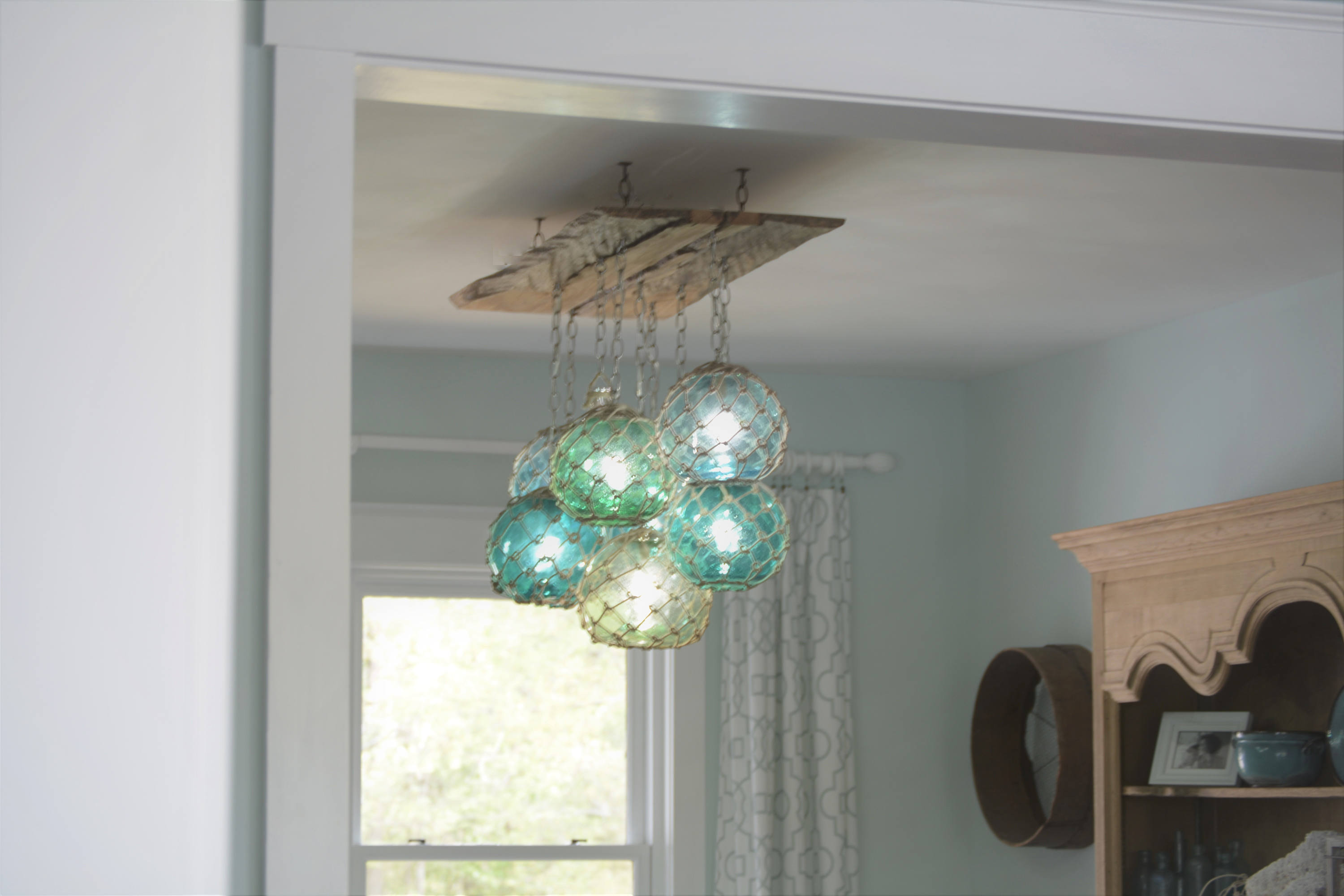 Glass Fishing Float Light Fixture Chandelier With 7 Floats - Etsy Ireland