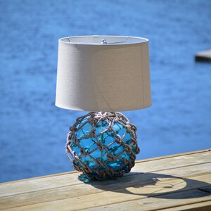 Glass Fishing Float Lamp With Gray Lamp Shade - Etsy