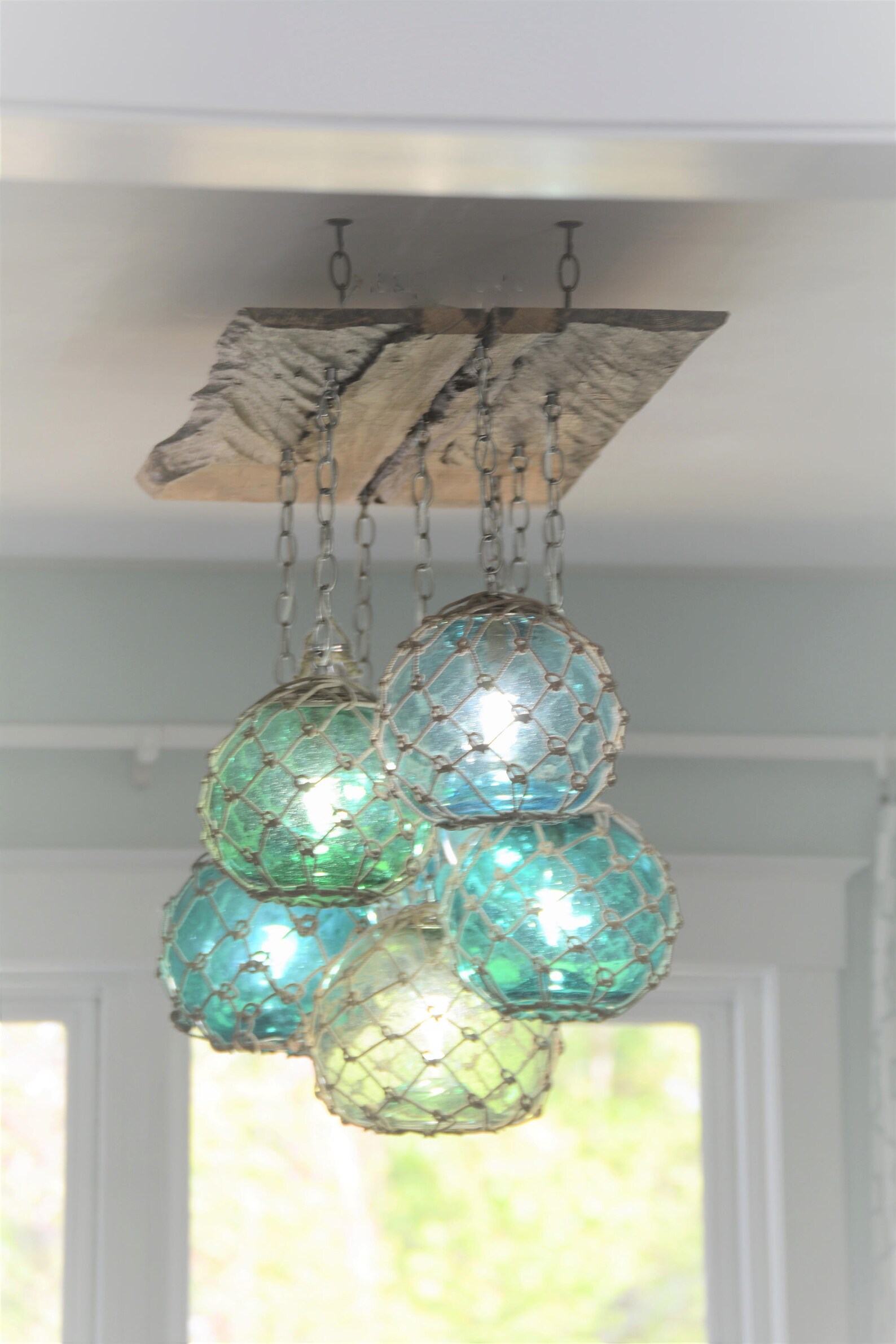 Glass Fishing Float Light Fixture Chandelier With 7 Floats - Etsy Ireland