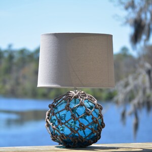 Glass Fishing Float Lamp With Gray Lamp Shade - Etsy