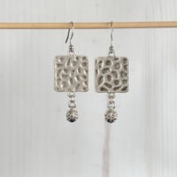 Mixed Metal Heart Earrings, Sterling Silver & Copper Hammered Dangle ...