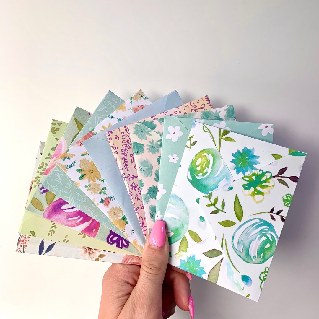 3x4 Blue Floral Envelopes 10 Pack - Etsy