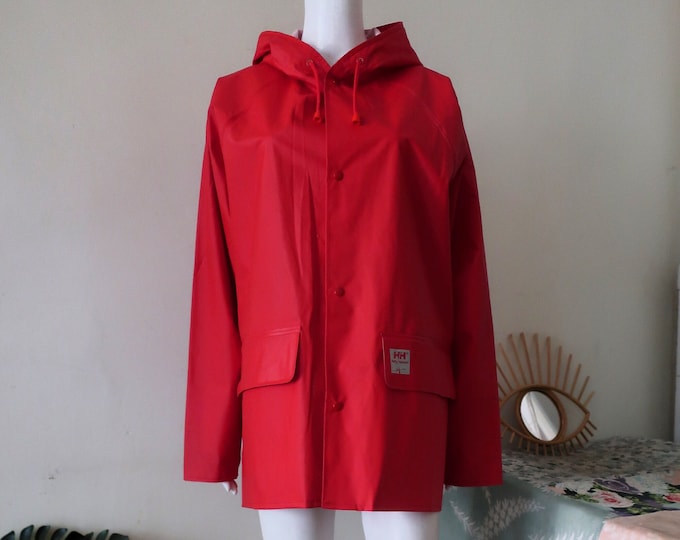 Vintage Helly Hansen Pvc-coated Red Raincoat With Hood and Press ...