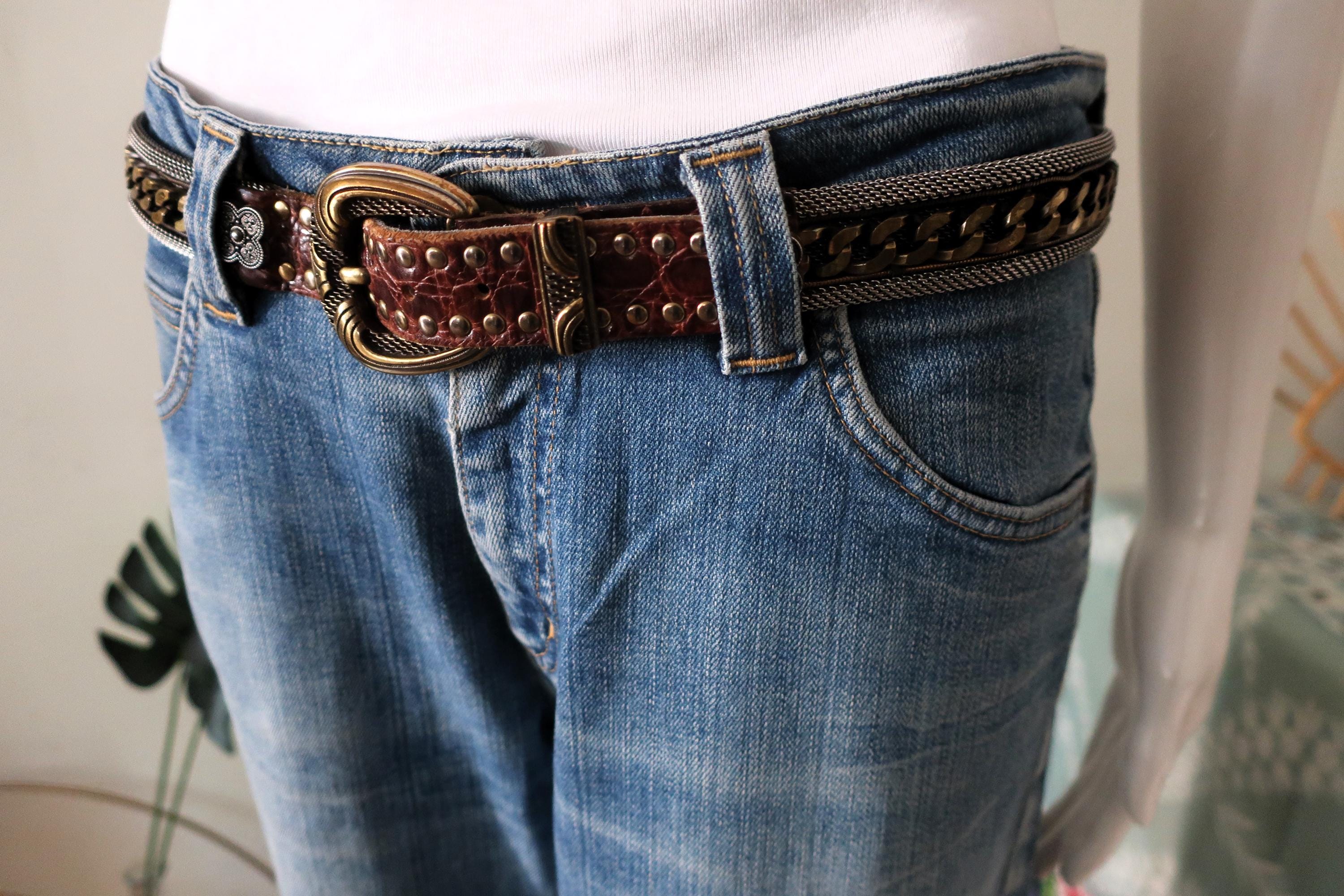 Vintage Usmeco Paris X Nanni Western Style Studded Leather Belt – Made ...