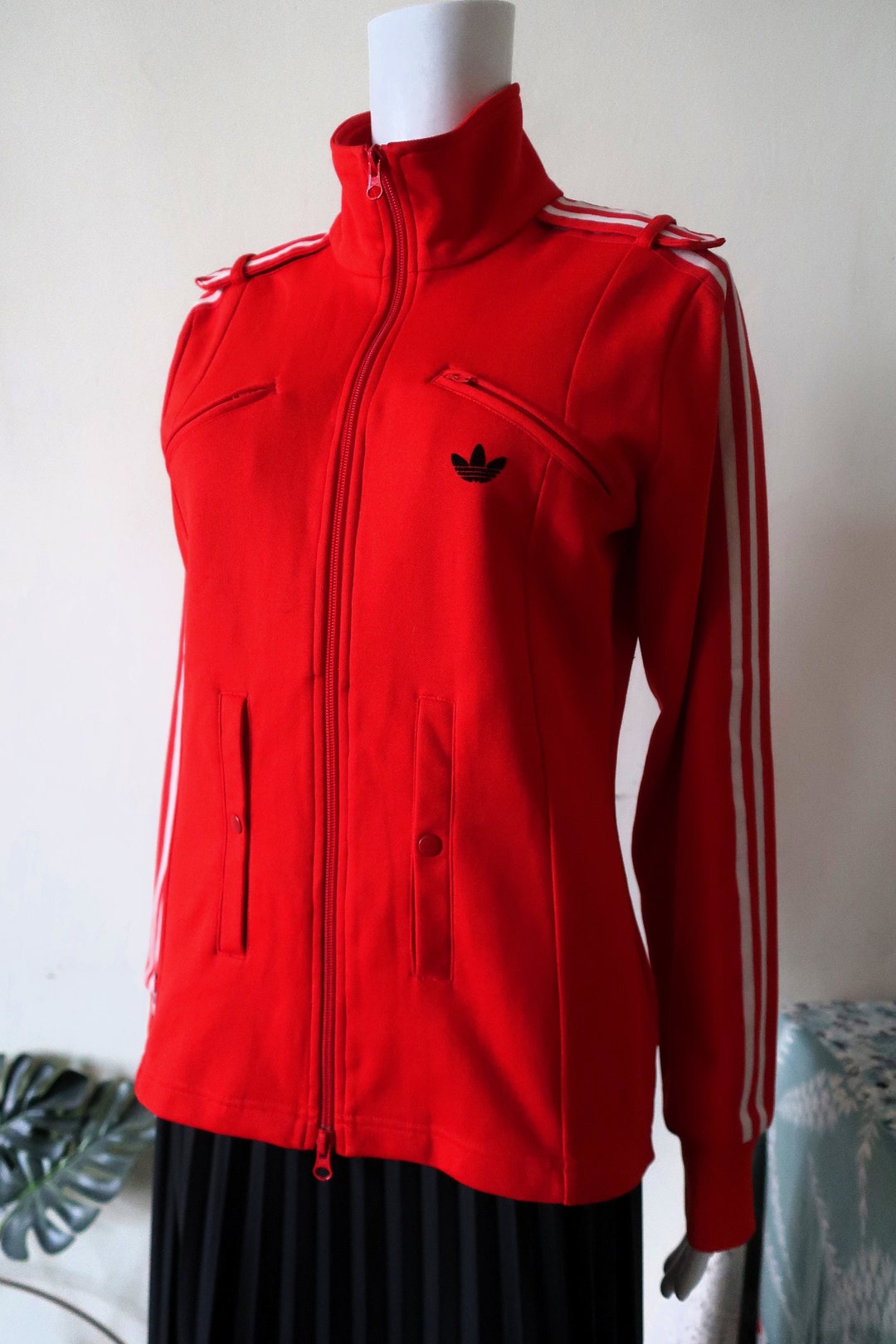 Vintage Adidas Sample Red Track Sports Jacket Fitted Cut Trefoil Club ...