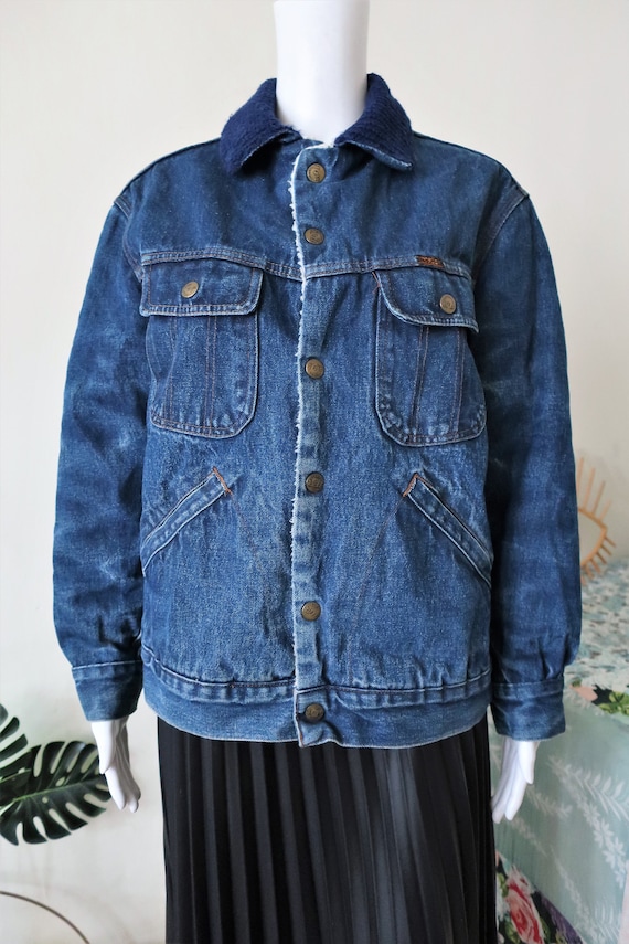 Vintage Rifle denim jeans trucker jacket with warm sh… - Gem