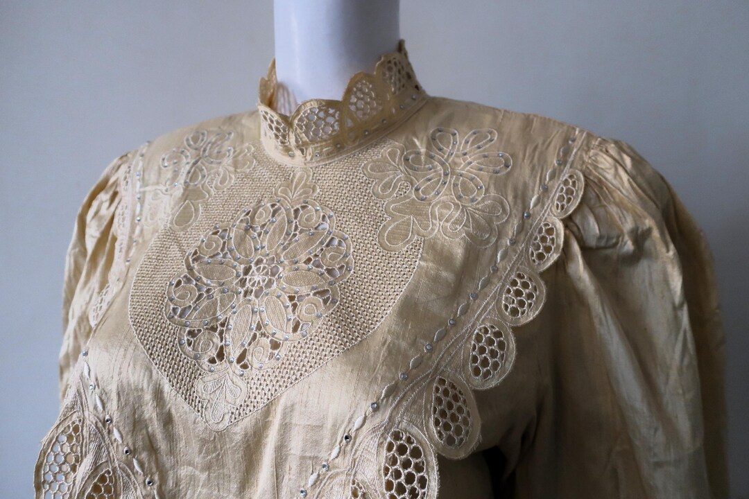 Vintage Cris Devi Tussah Silk Blouse Butter Yellow With Peek-a-boo ...