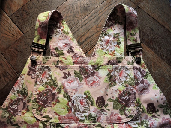 French Vintage Naf Naf floral cotton dungaree shorts … - Gem