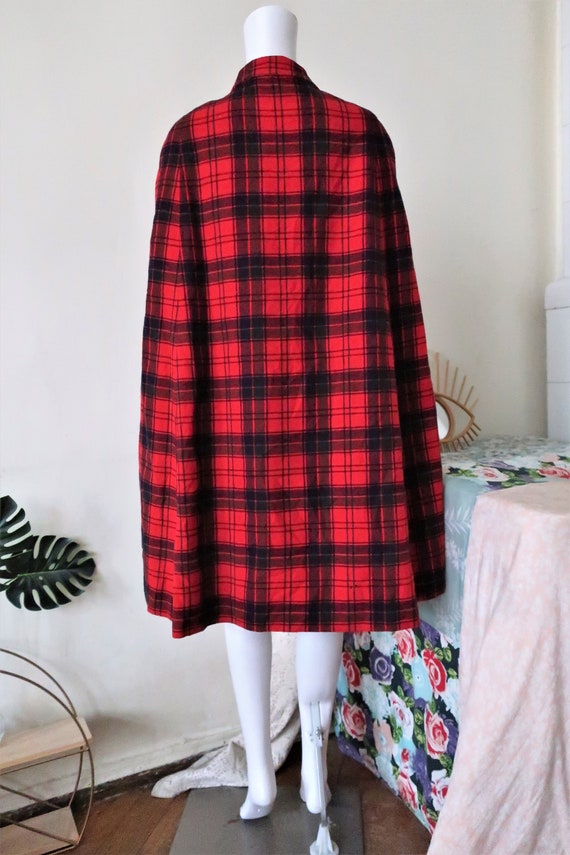 Vintage reversible tartan check wool cape cloak coat … - Gem