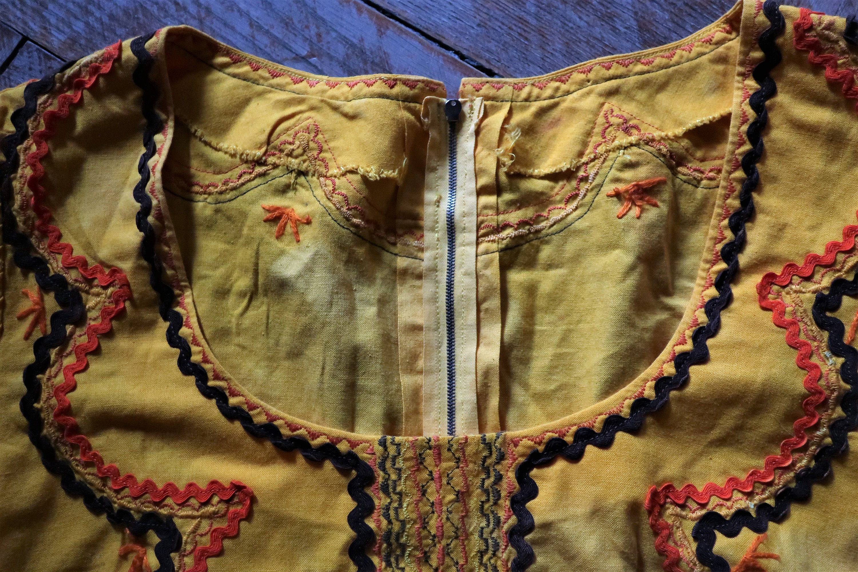 Vintage Saffron Yellow Folklore Boho Maxi Cotton Dress With | Etsy