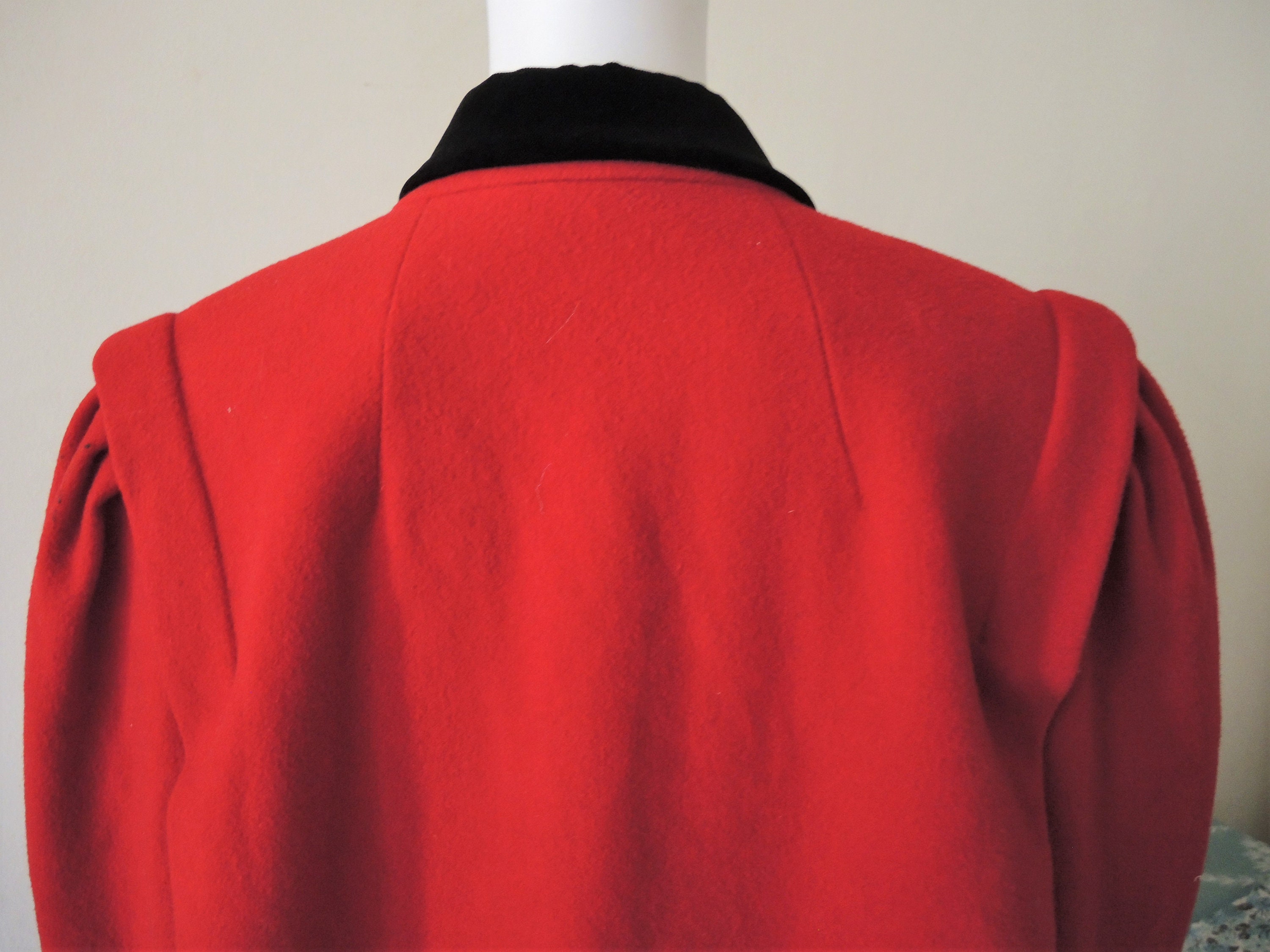 Vintage Double-breasted Red Short Coat Jacket With Velvet | Etsy