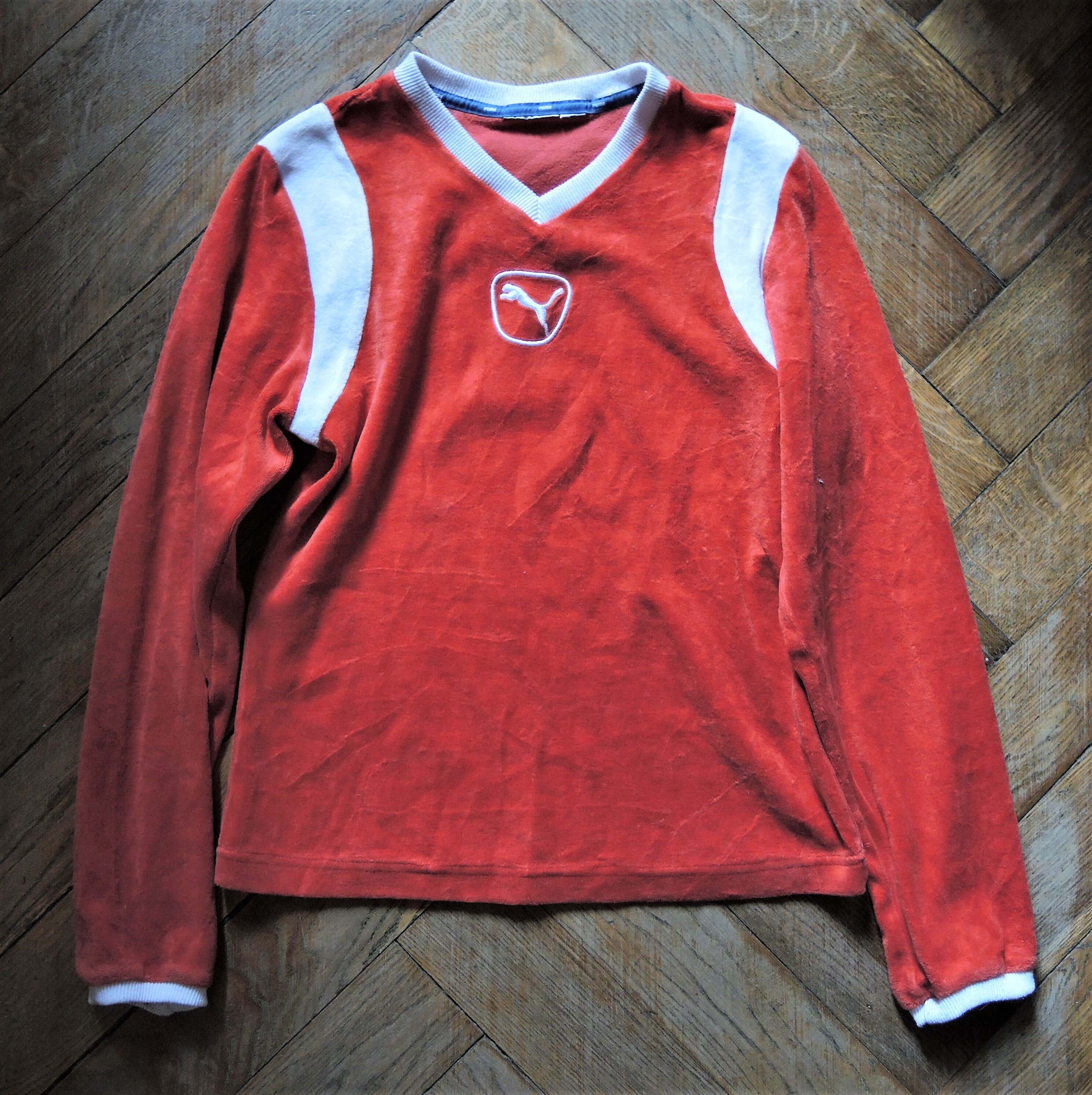 Vintage Red Puma Sweatshirt Sweater Longsleeve With V-neck Label ...