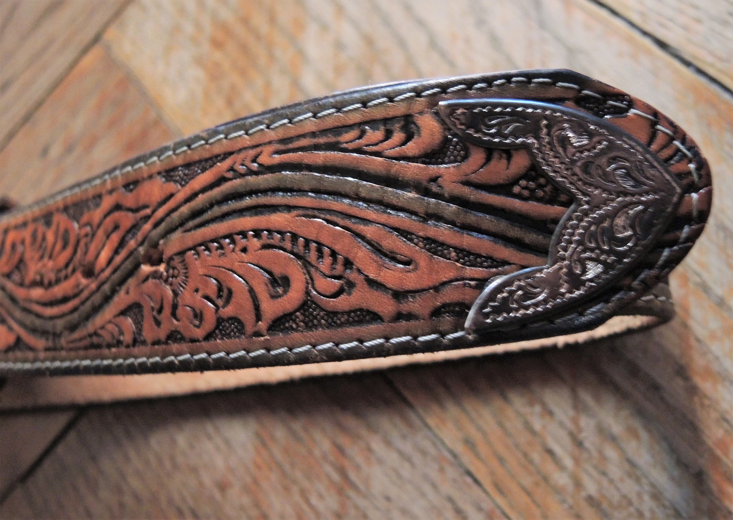 Vintage Brown Charro Leather Folklore Belt Western Bohemian | Etsy
