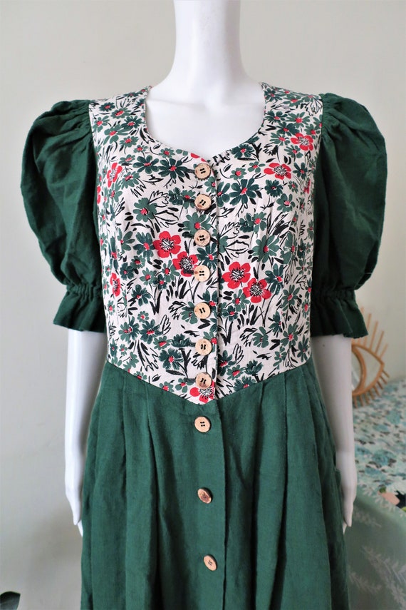 Vintage Wenger green Austrian trachten midi dress wit… - Gem