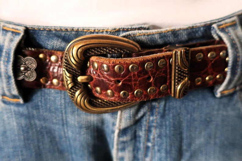 Vintage Usmeco Paris X Nanni Western Style Studded Leather Belt – Made ...