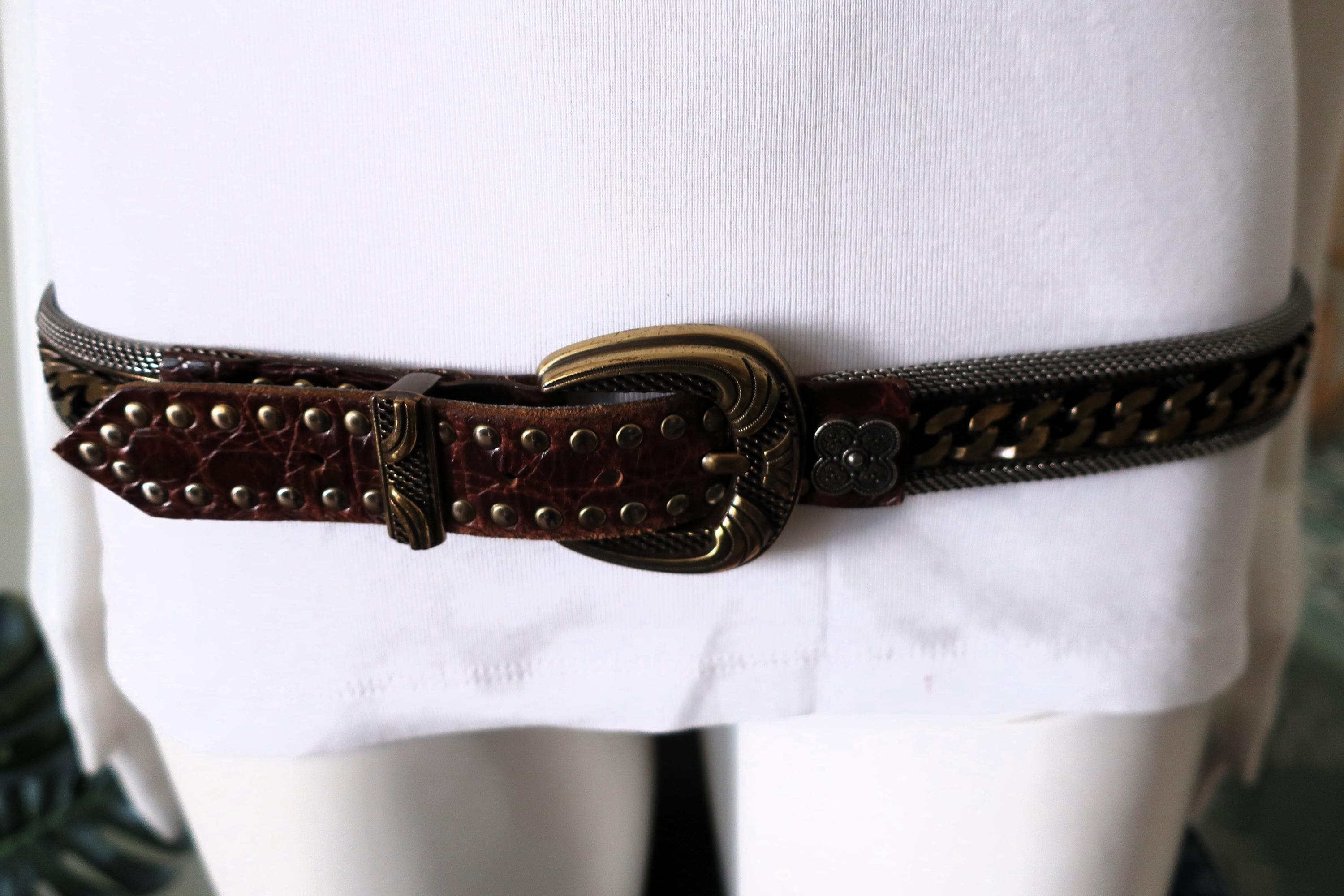 Vintage Usmeco Paris X Nanni Western Style Studded Leather Belt – Made ...