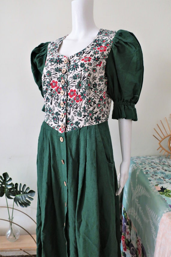Vintage Wenger green Austrian trachten midi dress wit… - Gem