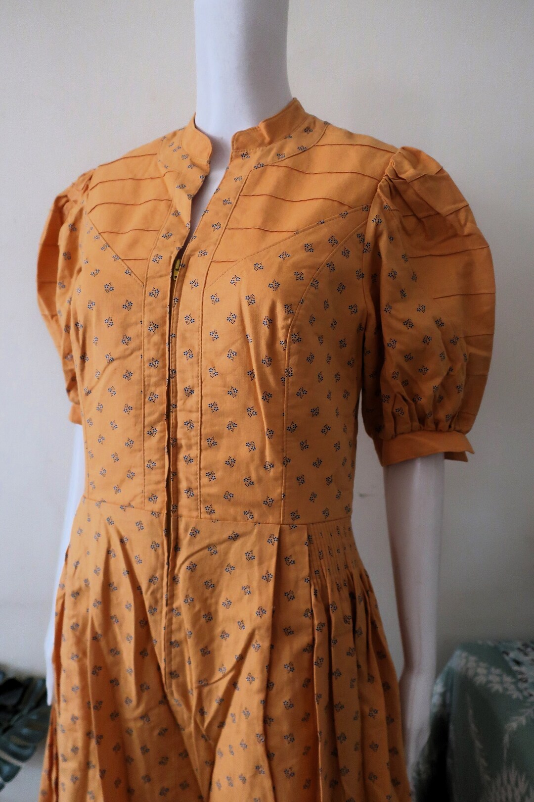Austrian Vintage Distler Trachten Midi Dress Marigold Cotton With ...