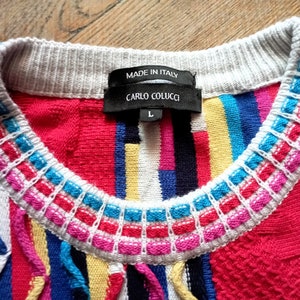 Vintage Carlo Colucci Knit Sweater Pullover Crew Neck With 3D Knit ...