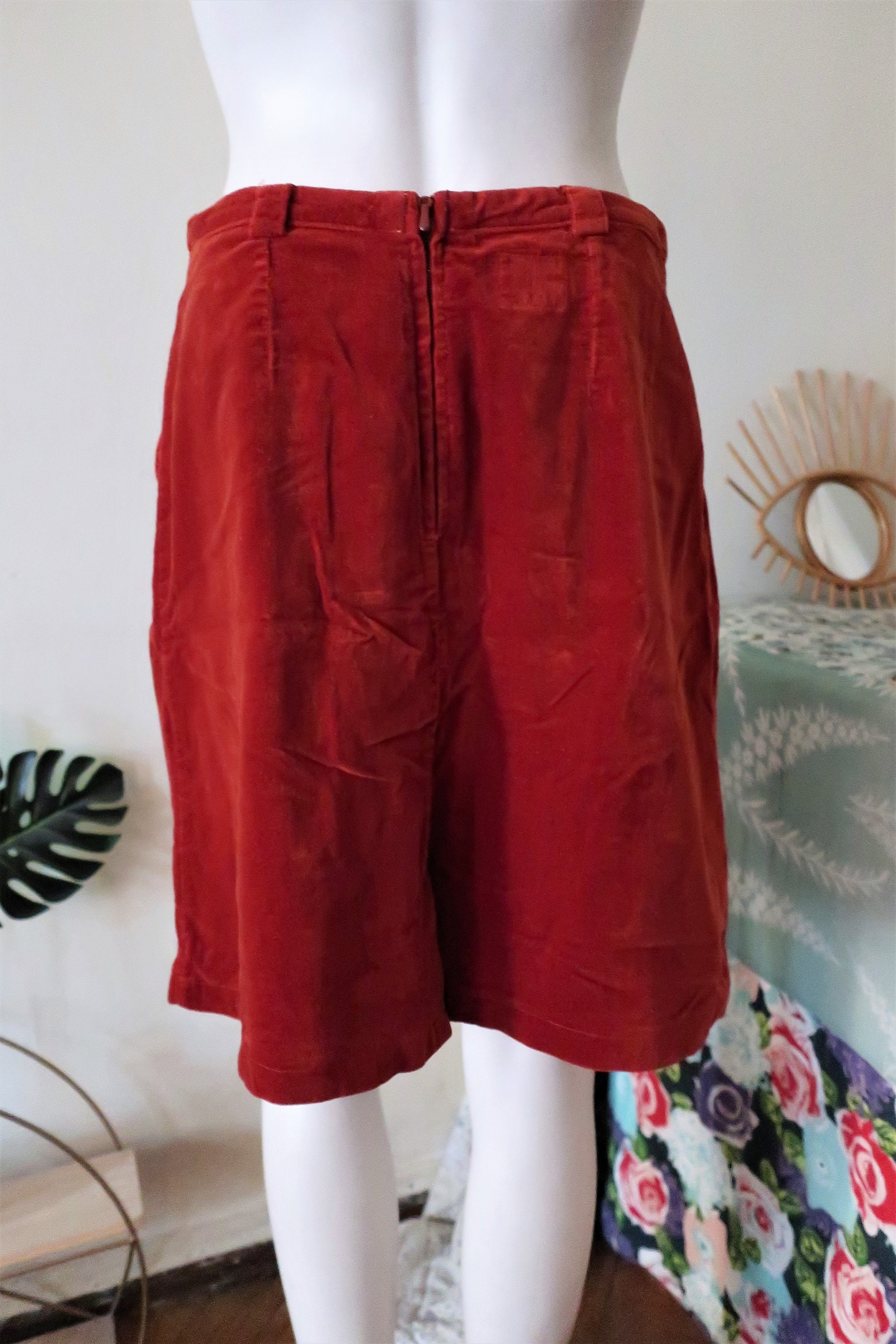 Vintage Rust Red Noa Noa Velvet A-line Skirt Kilt With Patch - Etsy
