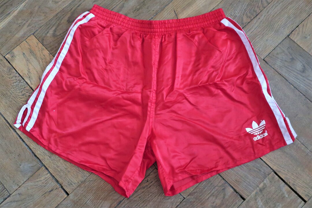 Vintage Adidas Red Shiny Satin Track Runner Shorts Trefoil 1990s 90s - Etsy